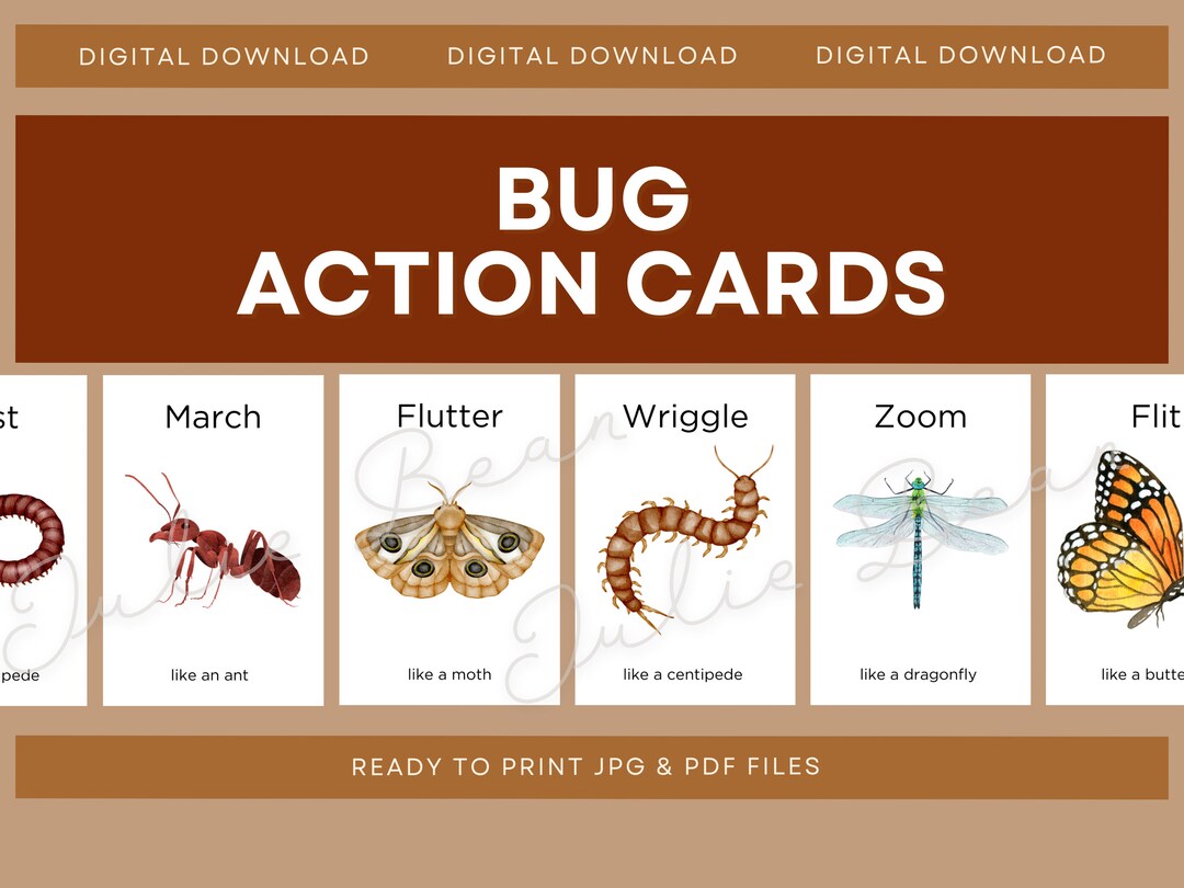 Bug Movement Cards, Nature Activity, Calming Corner Activity, Kids ...