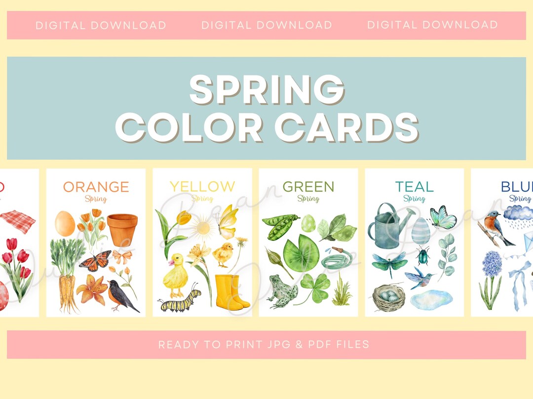 Spring Color Cards - Fun Printable Color Recognition Activity for Kids ...