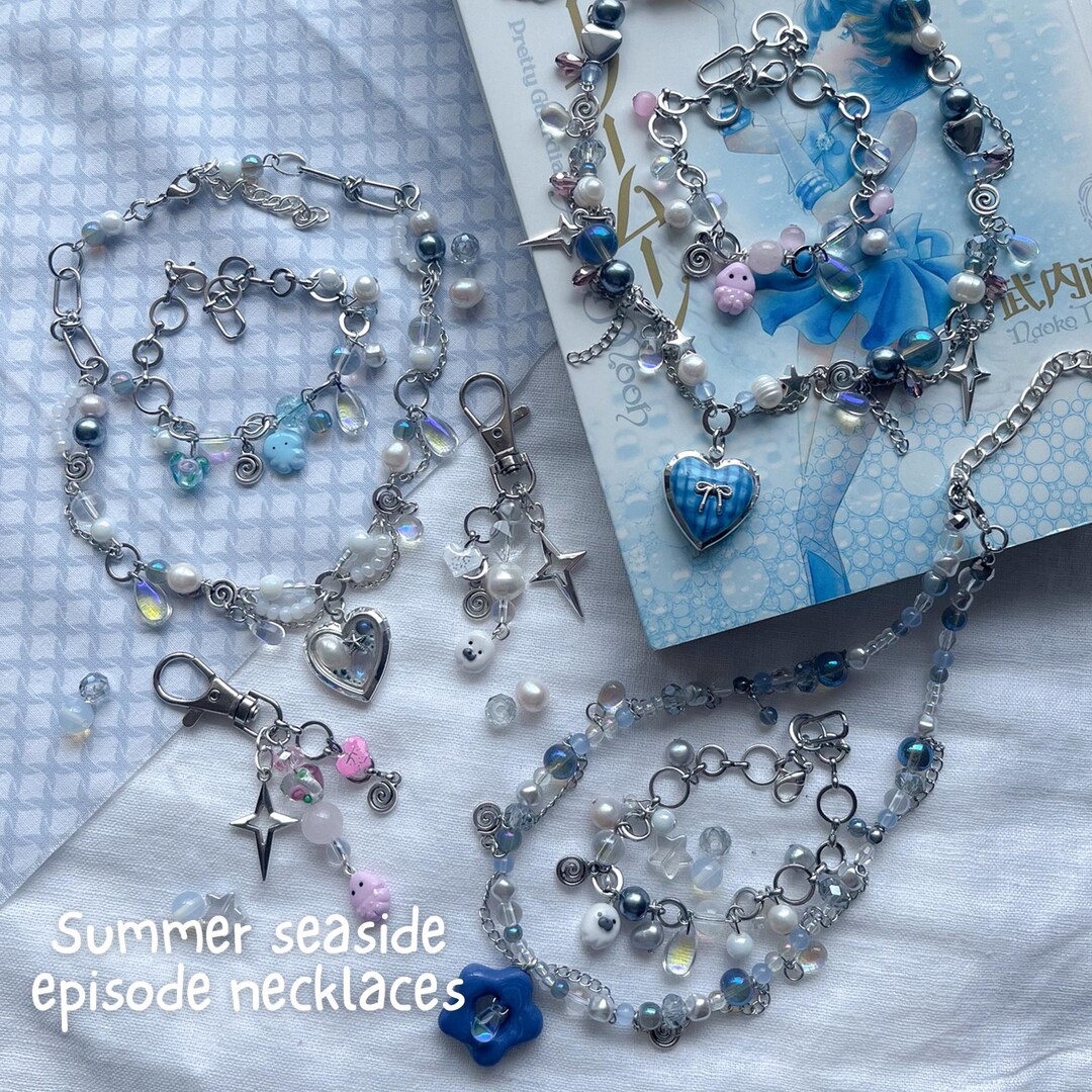 Ocean Romance Anime Necklaces || Beaded Silver Jewelry Inspired by ...