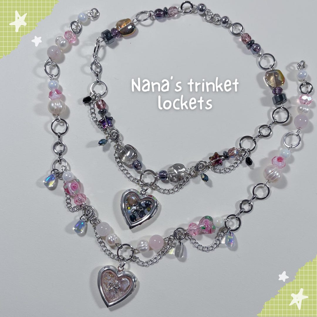Nana Matching Heart Lockets || Beaded Silver Necklaces Inspired by ...