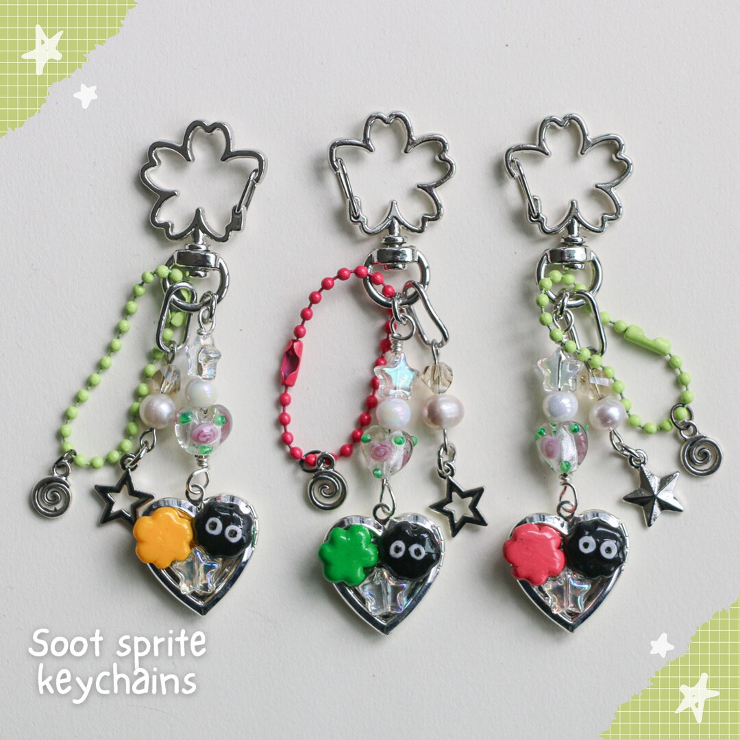 Spirited Anime Movie Keychains || Soot Sprites Chained Beaded Silver ...