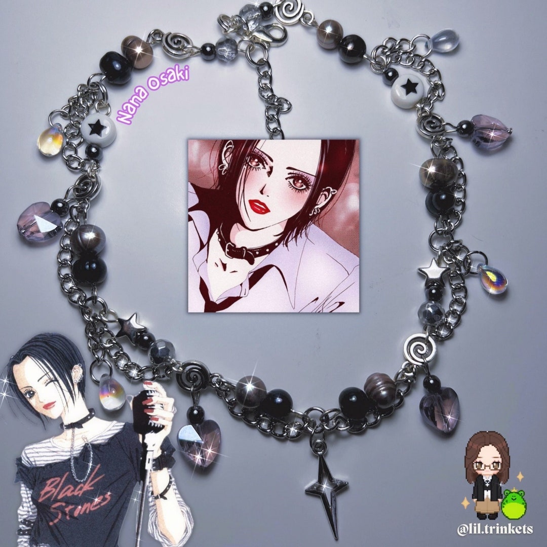 Anime Necklace Nana And Hachi Inspired Beaded Silver Jewelry Etsy