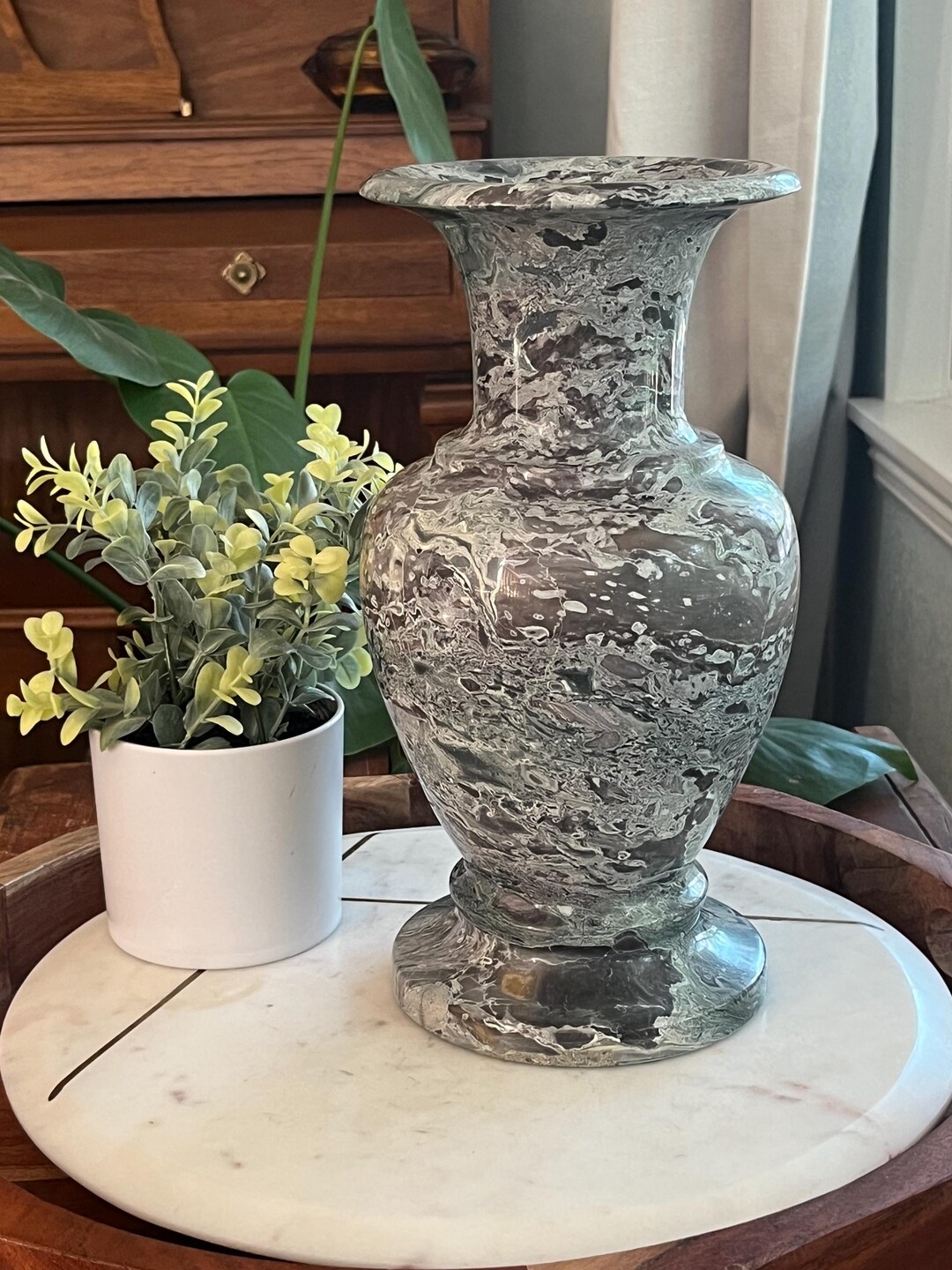 Solid Peacock Marble Vase, Large - Etsy
