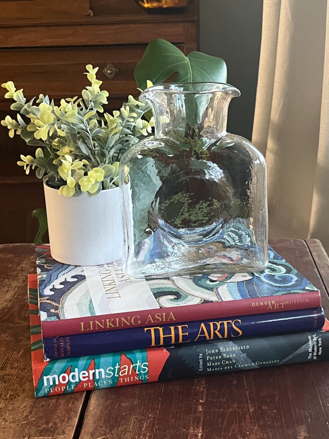 Clear Blenko Water Bottle, Double Spout Pitcher - Etsy