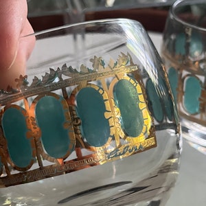 Set of 5 Culver Emerald Scroll Roly Poly Glasses - Etsy