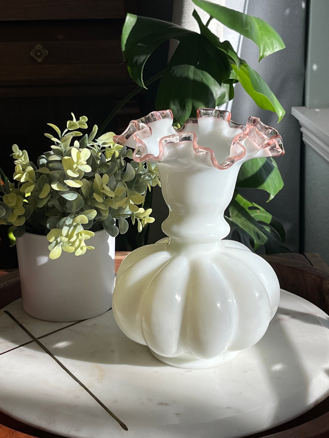 Fenton Rose Crest Melon Vase, 8in - Etsy