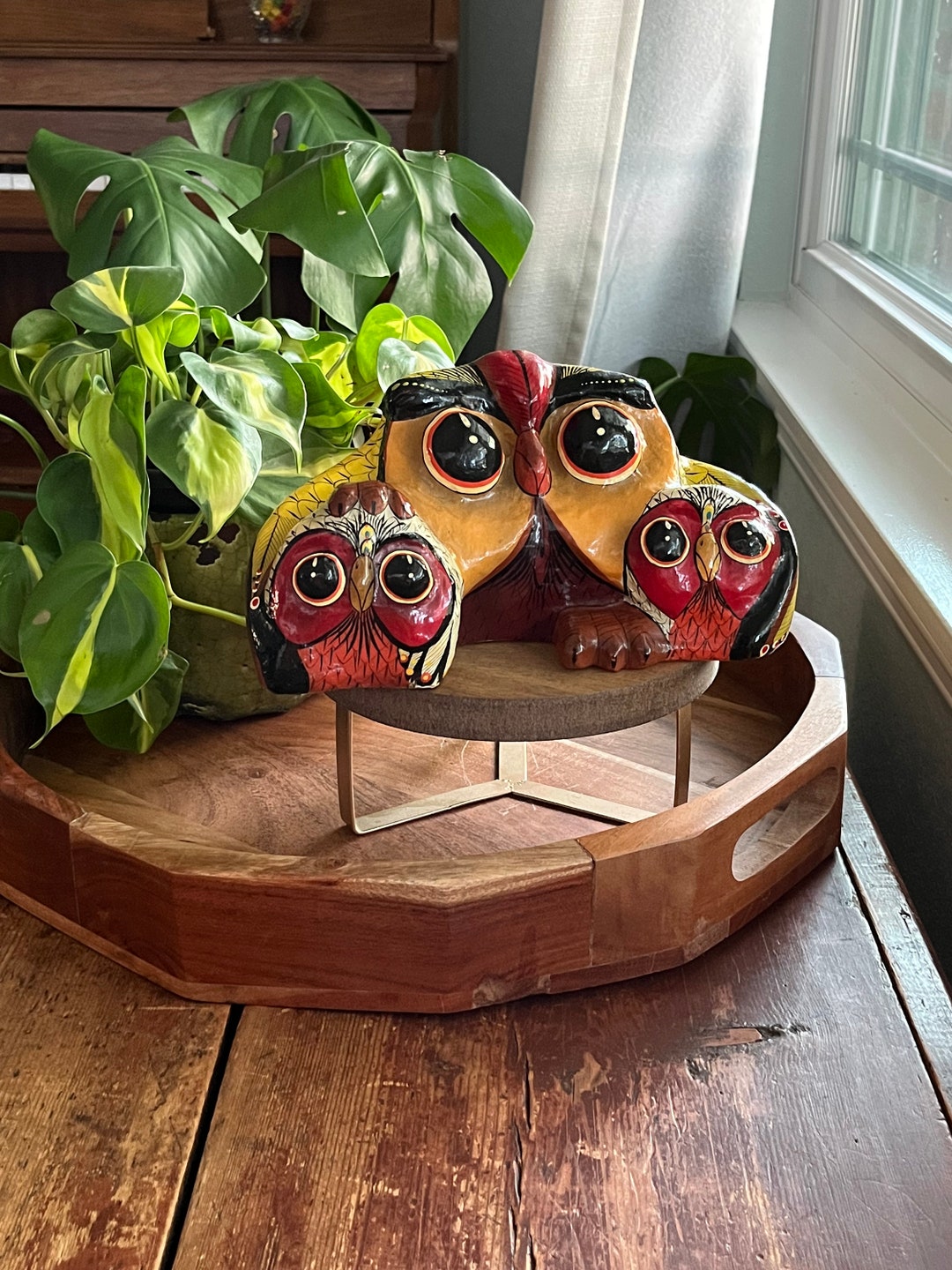 Paper Mache Trio of Owls Made in Mexico - Etsy