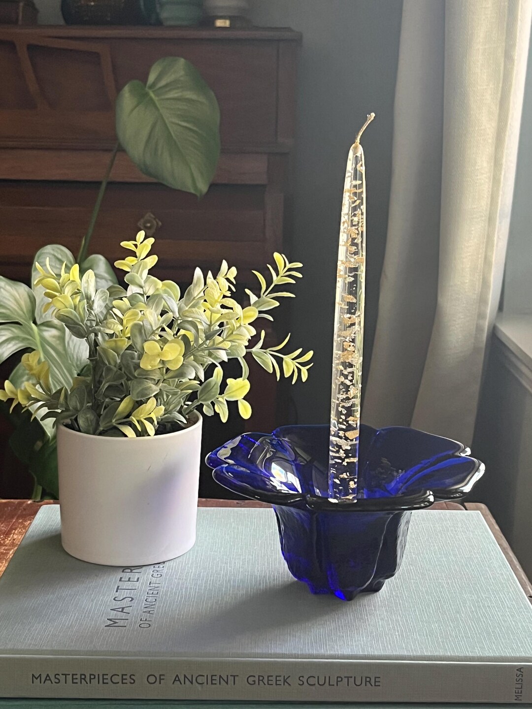 Blenko Glass Flower Candle Holder, Cobalt Blue, Catalog Number 774 - Etsy