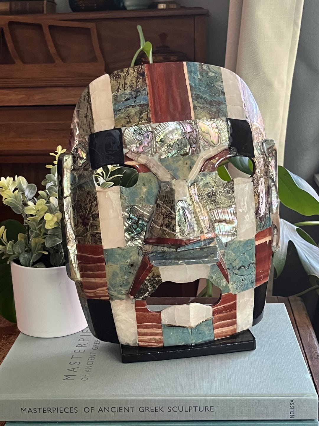 Ceremonial Mayan Burial Mask, Extra Large, Stone and Abalone - Etsy