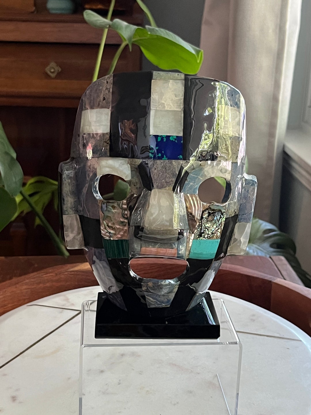 Ceremonial Mayan Burial Mask on Stand - Etsy