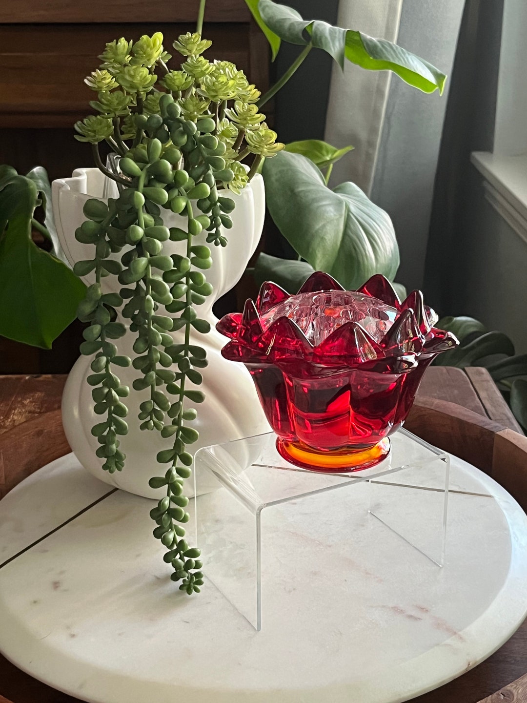 Viking Ruby Artichoke Flowerlite With Flower Frog, Catalog Number 1507 ...