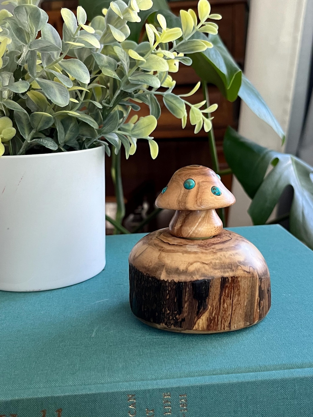 Clem Staack Handcarved Aspen Wood Mushroom Bottle Stopper With Stand ...