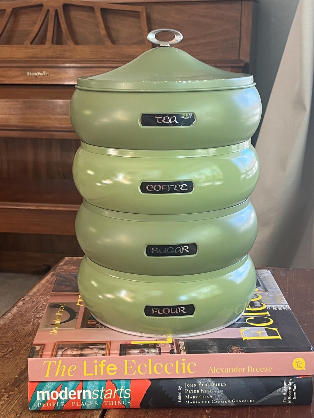 Lincoln Beautyware Aluminum Pagoda Stacking Canister Set in Avocado ...