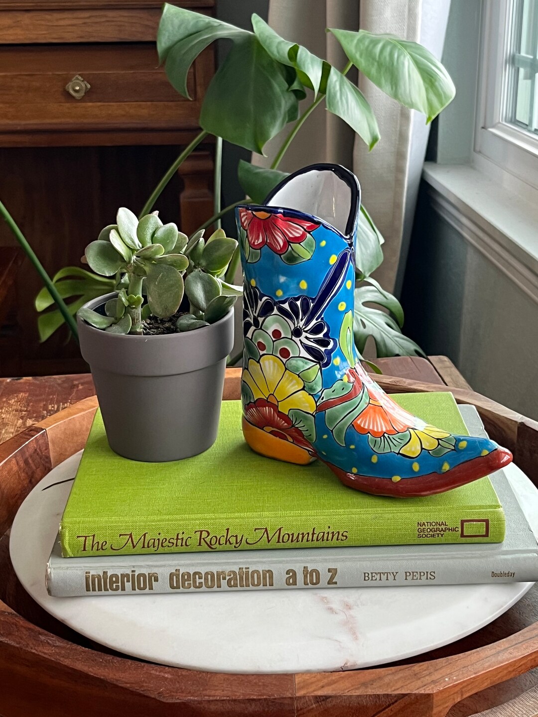 Mexican Talavera Pottery Boot - Etsy