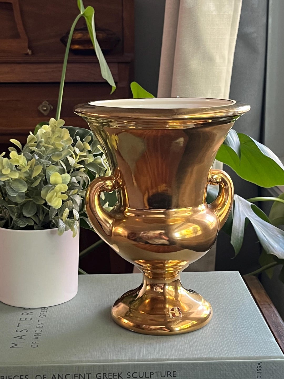 Haeger Gold Pottery Urn Style Vase - Etsy