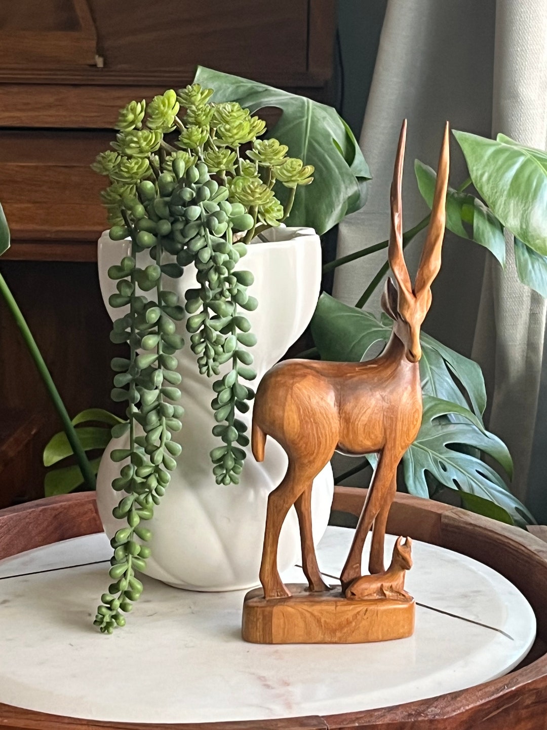 Hand Carved Wooden Antelope - Etsy