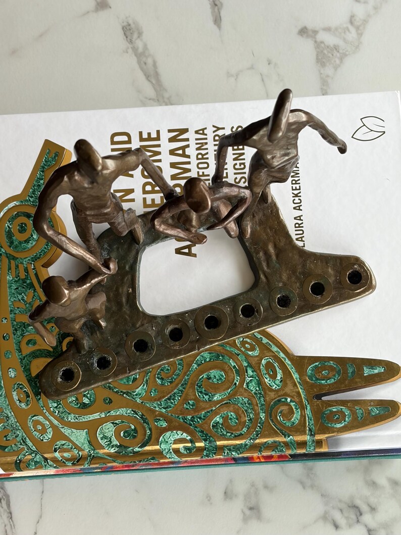 Vintage Copa Judaica Hanukkah Menorah, Family Sculpture, Bronze Finish ...