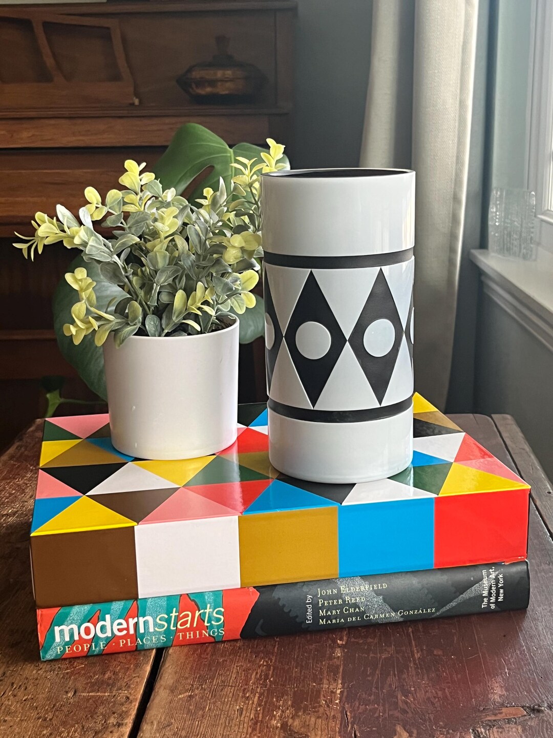 Cut Glass Vase, Harlequin Black and White, Maker Unknown - Etsy