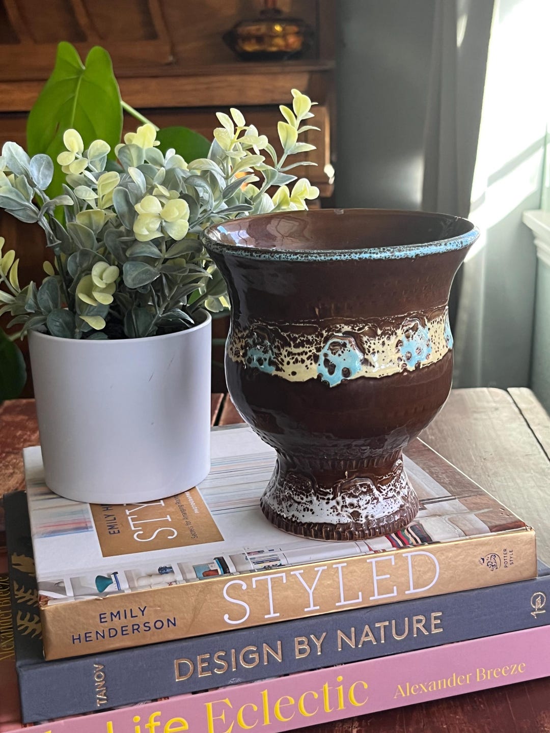 Italian Pottery Planter Pot, Textured and Glazed - Etsy