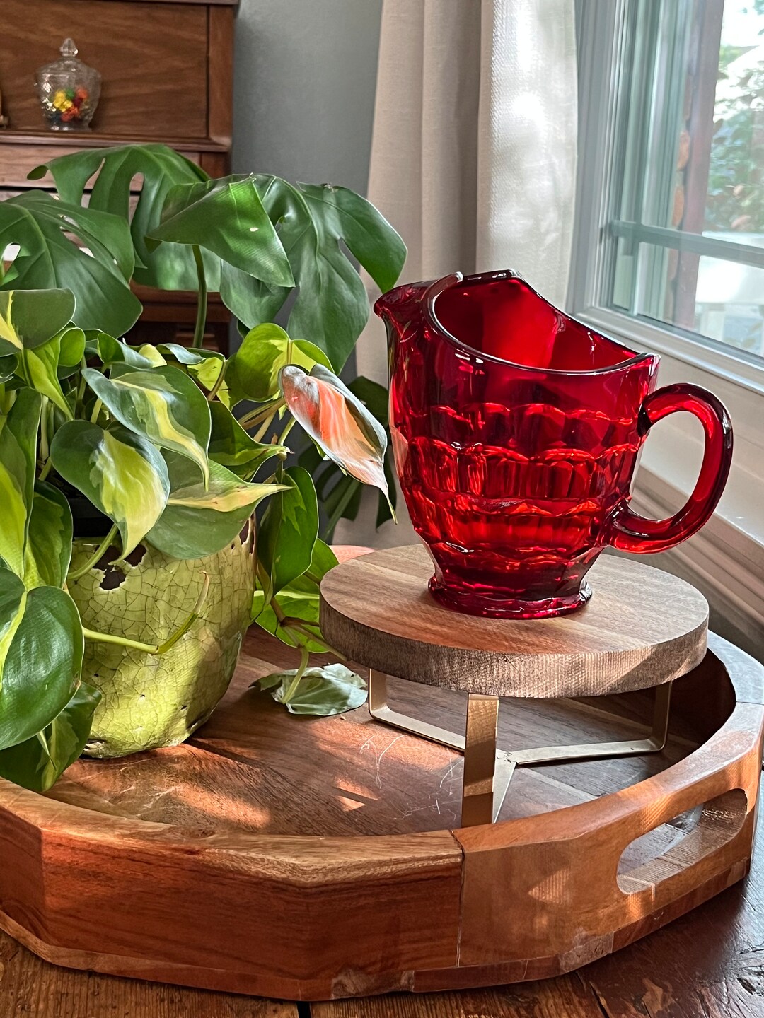 Georgian Ruby Red Glass Viking or Mosser Pitcher - Etsy