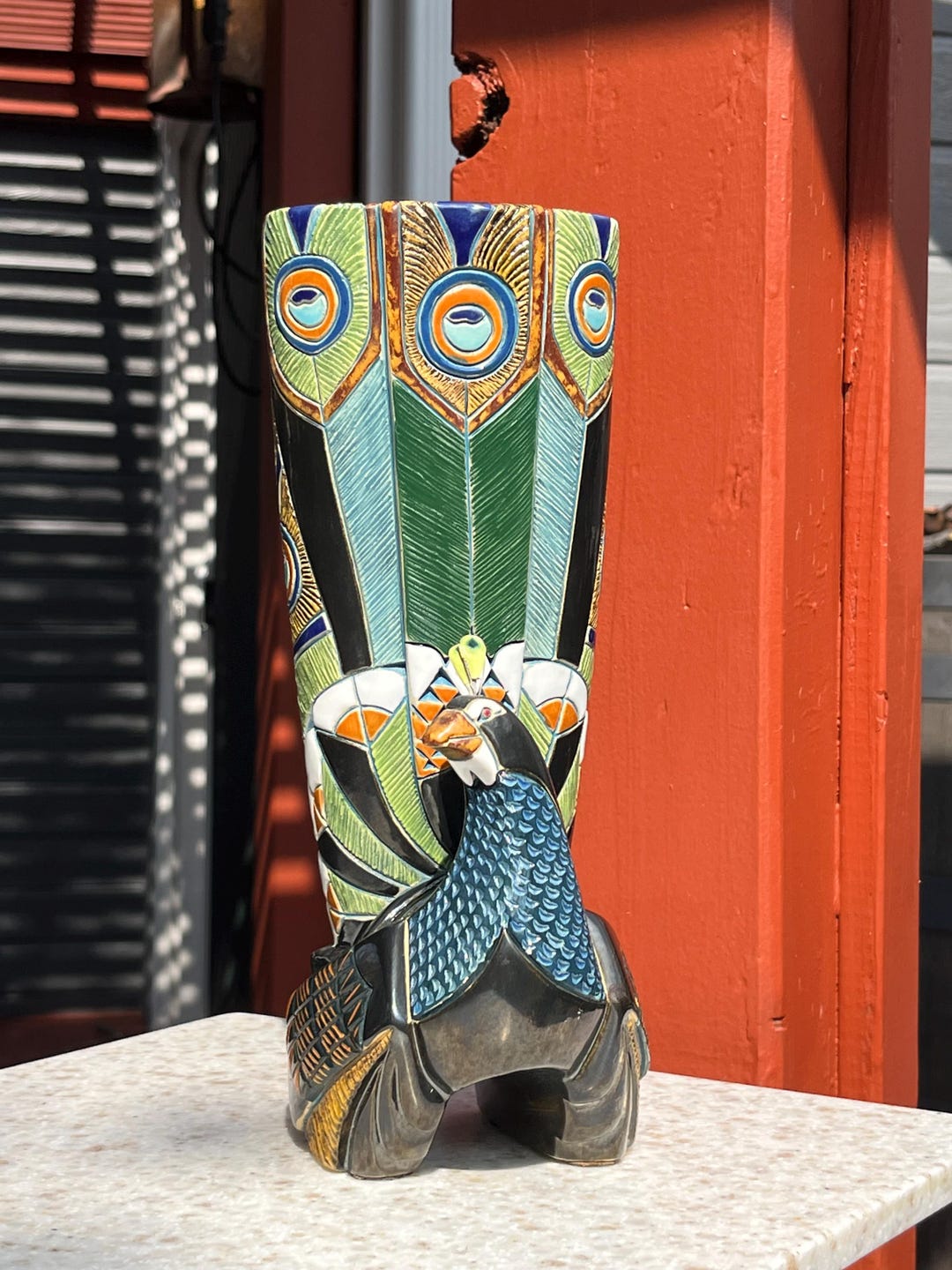 Artesania Rinconada Pottery Peacock Vase, Made in Uruguay - Etsy
