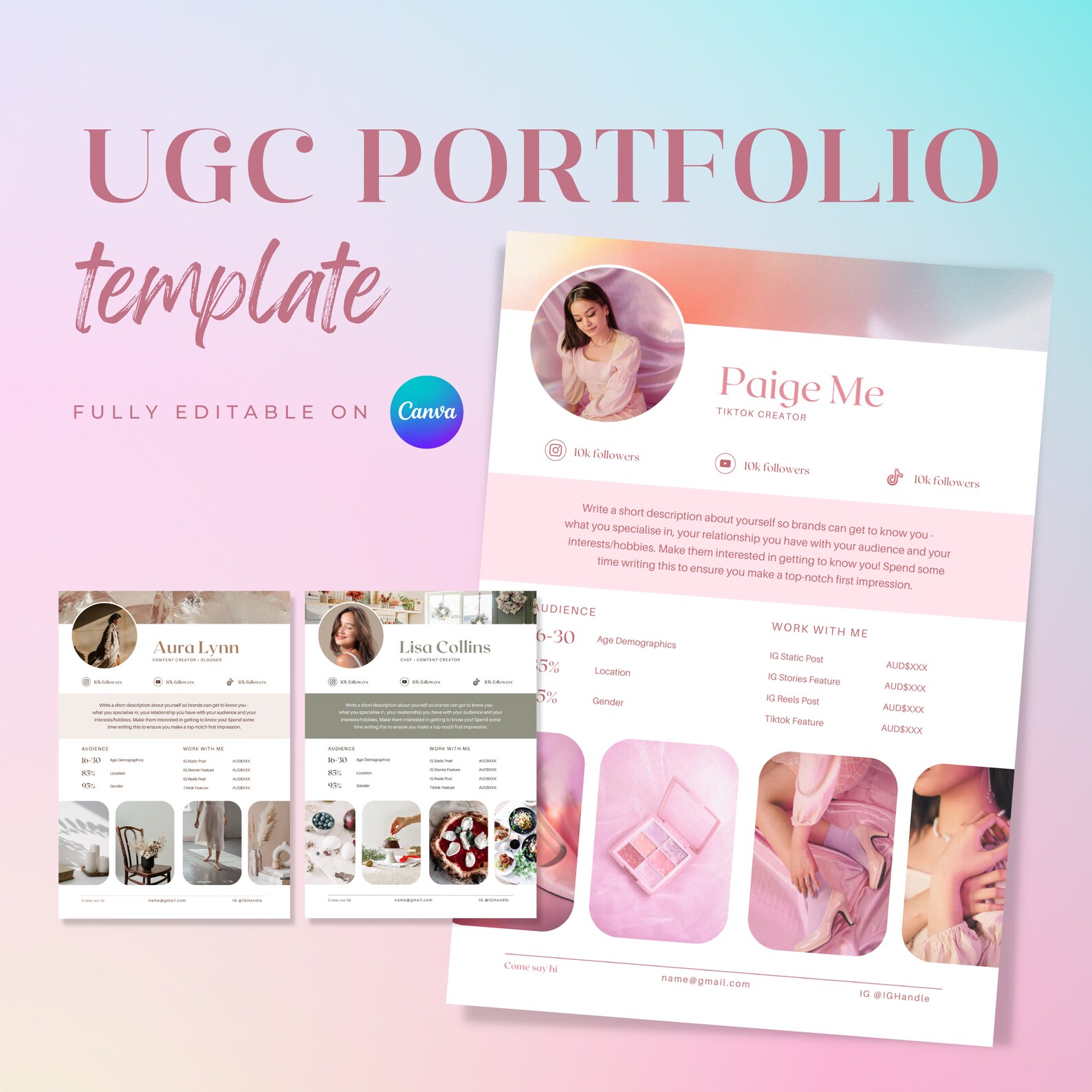 UGC Portfolio Media Kit Canva Template | Instagram Tiktok | Influencer ...