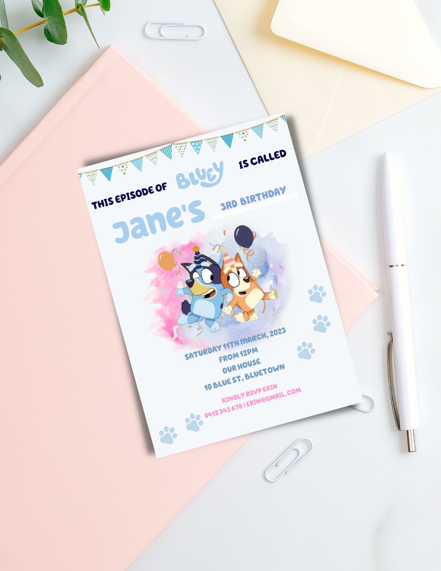 Bluey Invitation Girls Bluey Invitation Editable Custom Bluey - Etsy ...