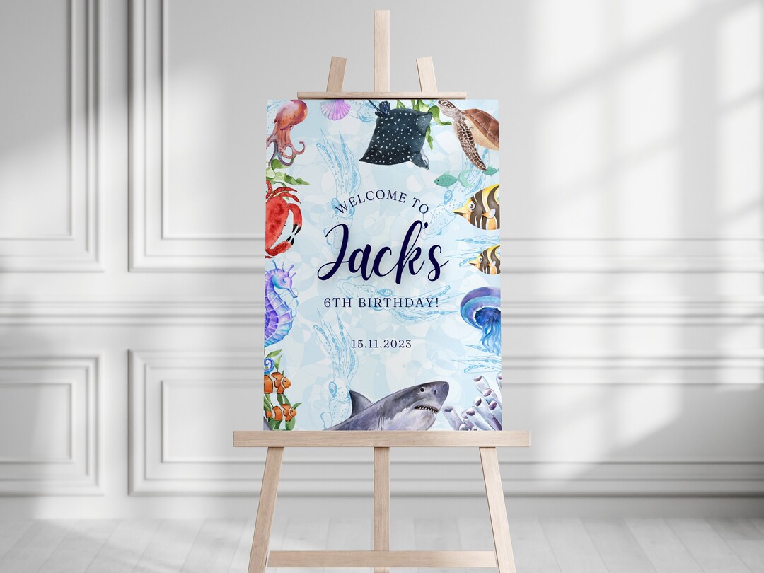 Under the Sea Welcome Sign, Ocean Birthday, Shark Party, Boys Birthday ...
