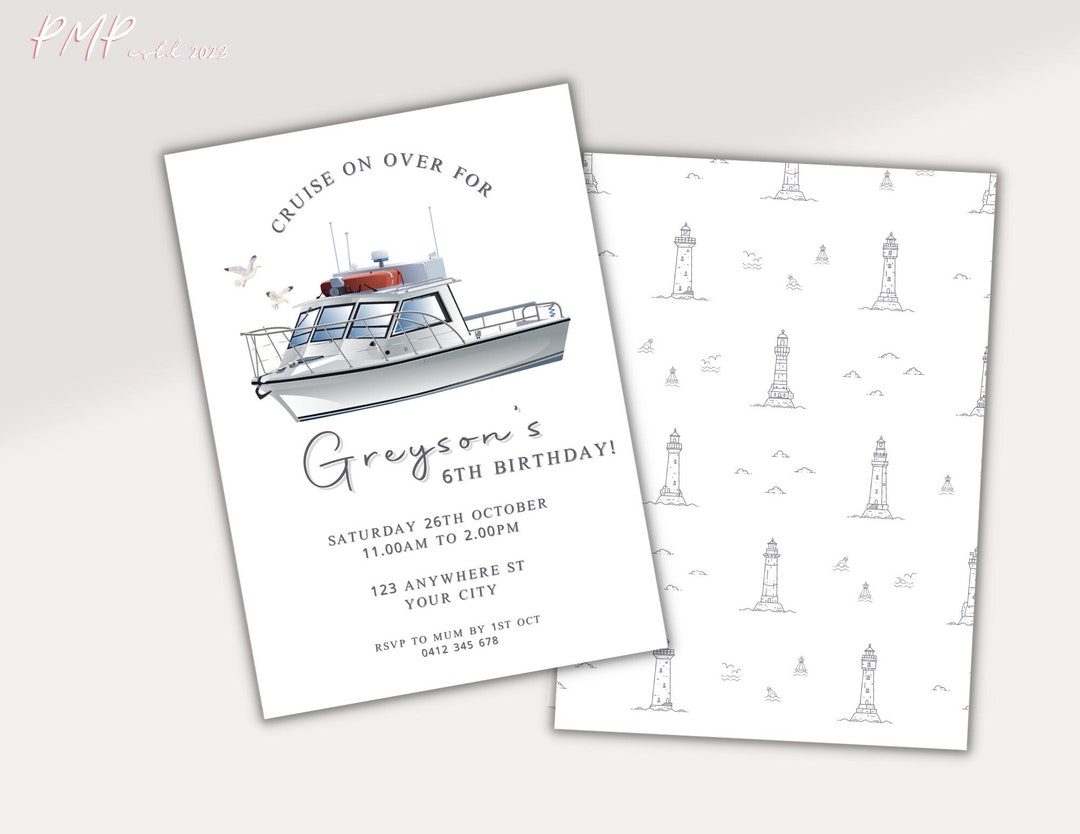 Boat Party Birthday Invitation, Fishing Invitation, Boating Invitation ...