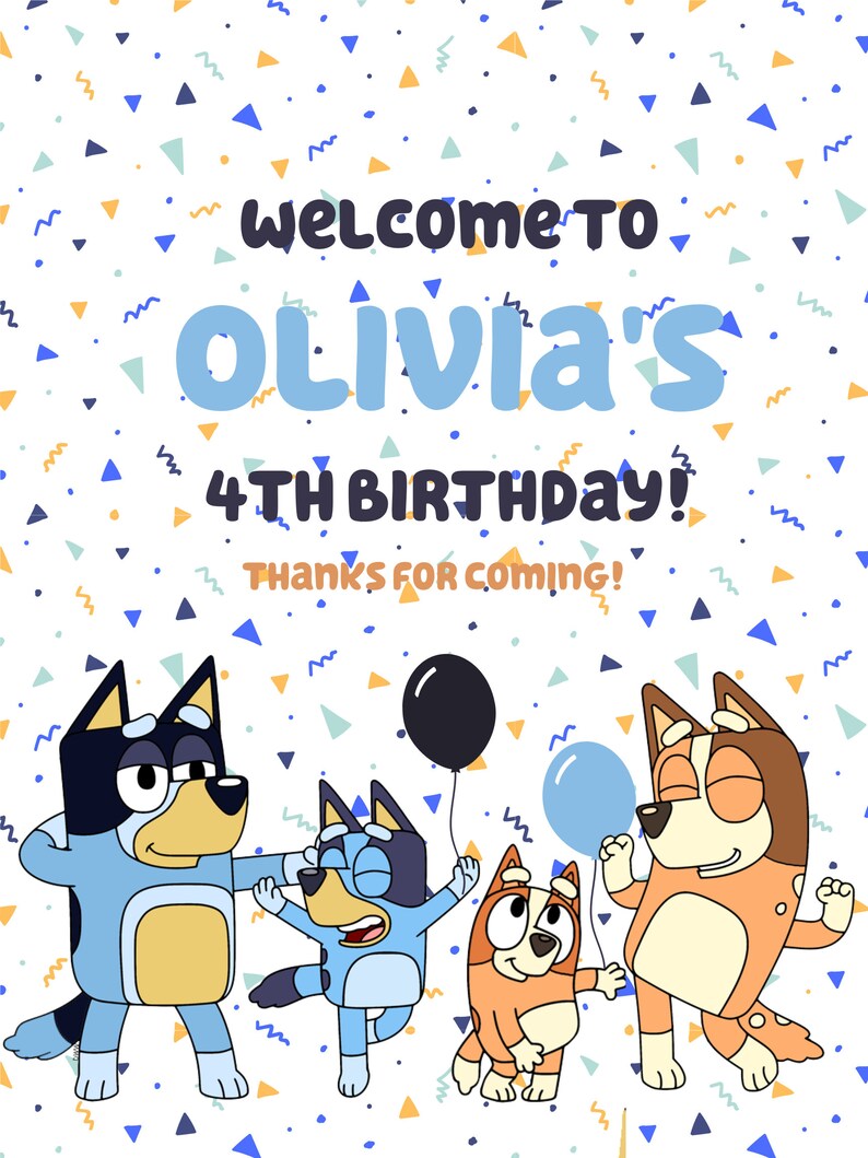 Bluey Welcome Sign Bluey Theme Poster Birthday Bluey Party - Etsy