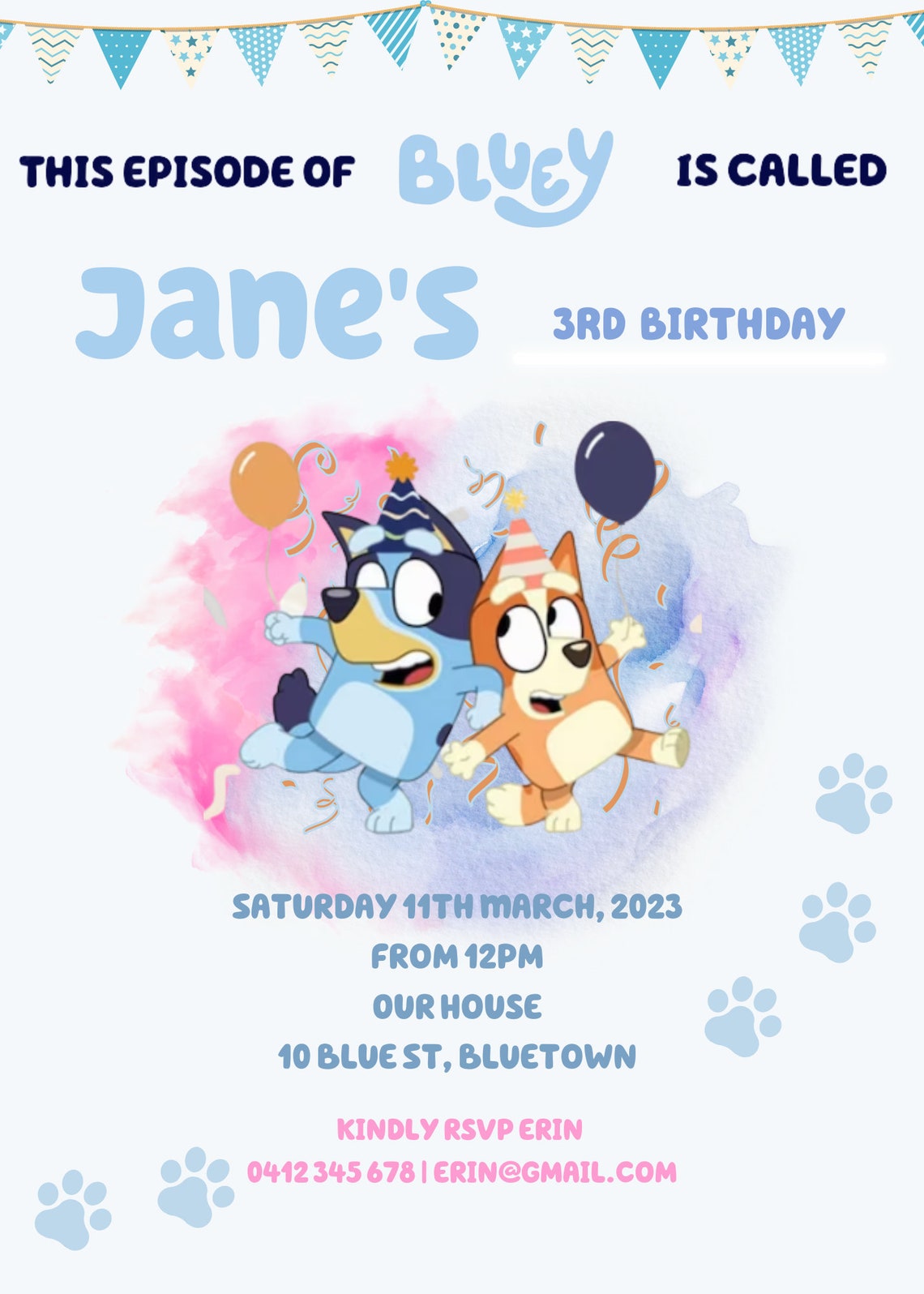 Bluey Invitation Girls Bluey Invitation Editable Custom Bluey - Etsy ...