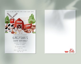 Editable Farm Birthday Invitation, Barn Party, Digital Invite, Farm Animals, INSTANT DOWNLOAD ...