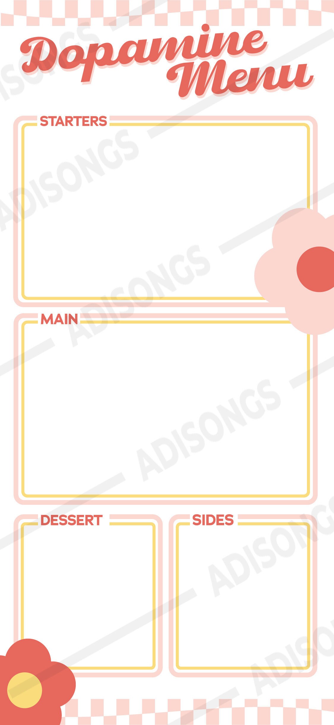 Dopamine Menu Template ADHD Self Care retro Groovy - Etsy