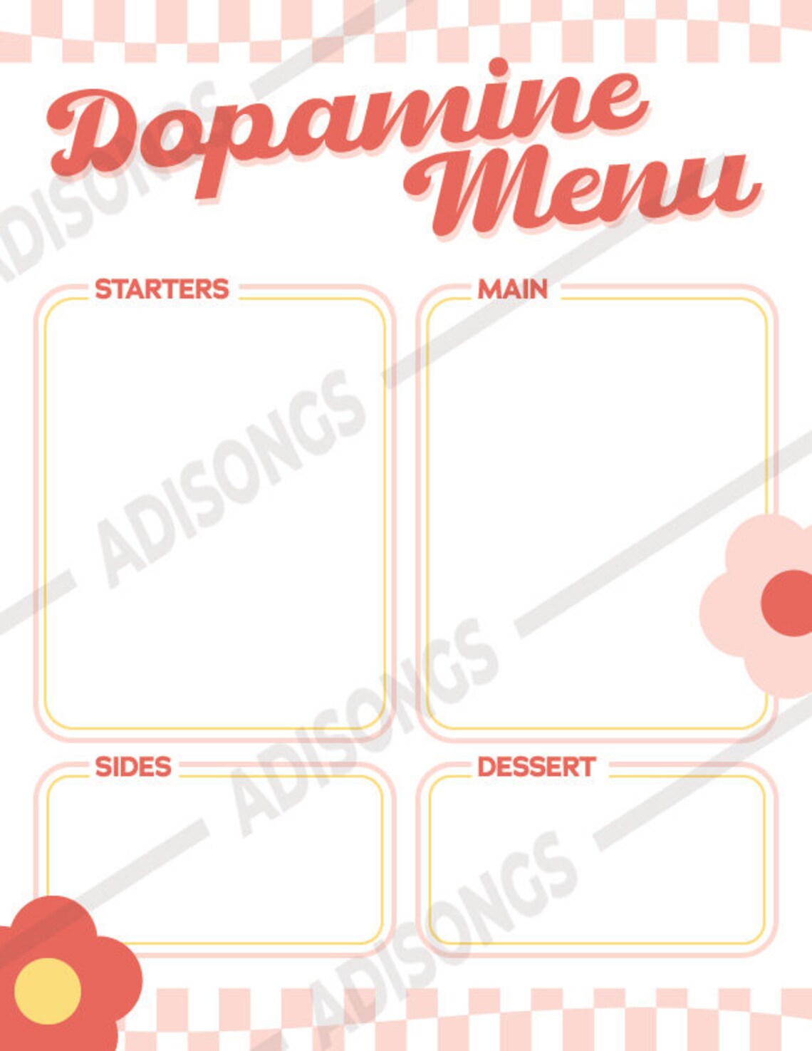 Dopamine Menu Template ADHD Self Care retro Groovy - Etsy