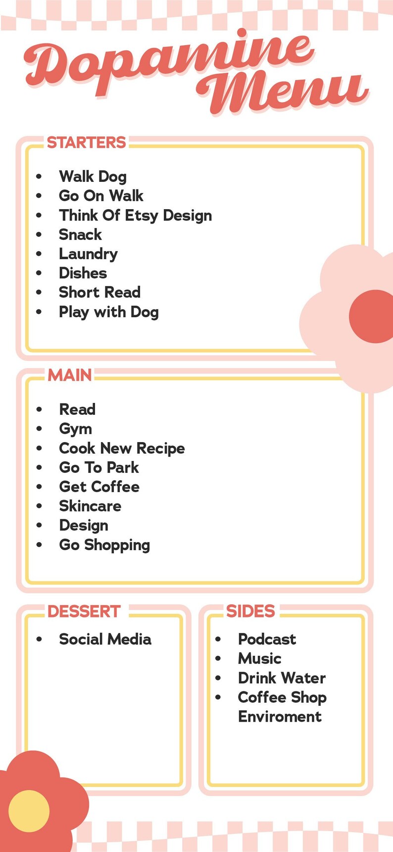 Dopamine Menu Template ADHD Self Care retro Groovy - Etsy Canada
