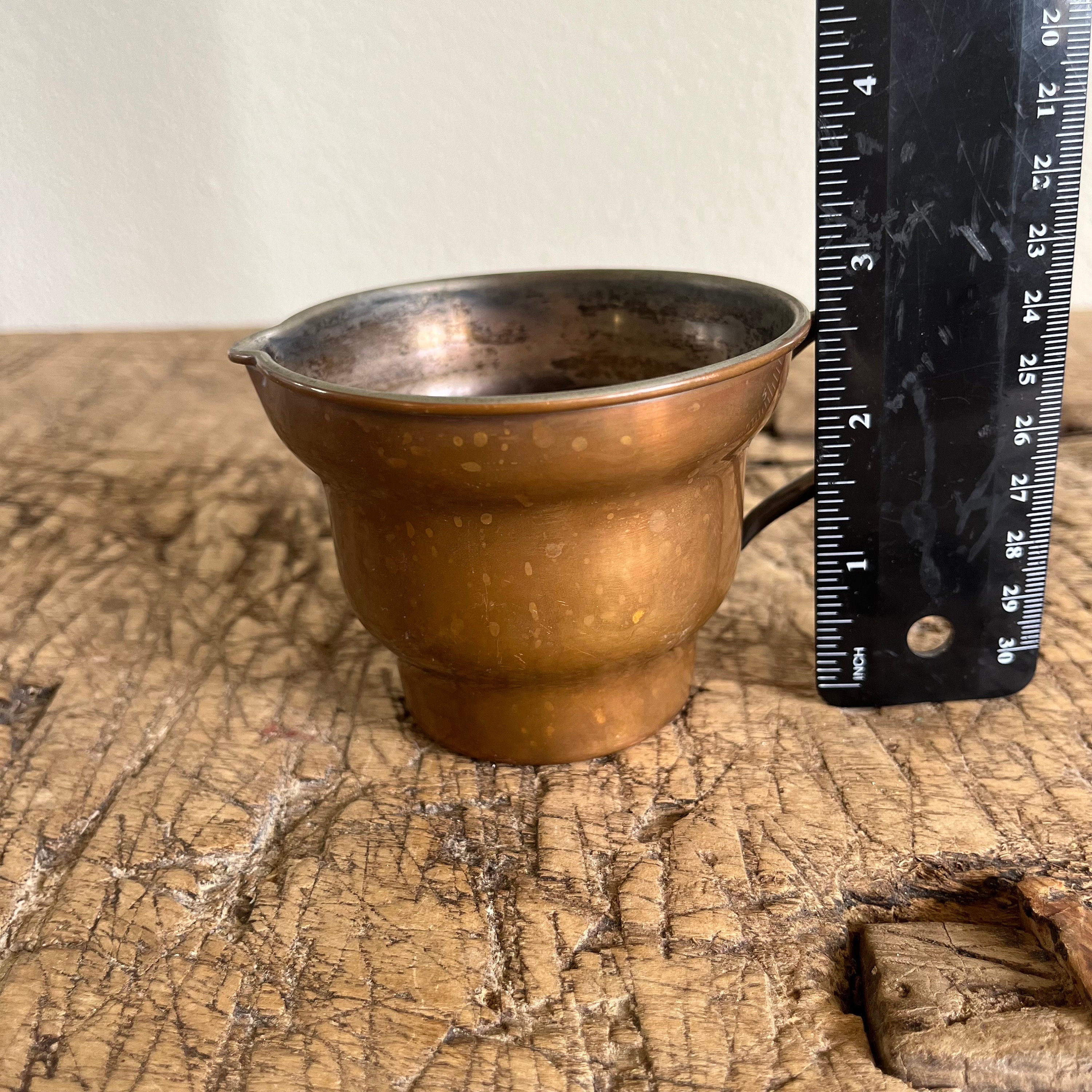 Antique Stamped Silver on Copper Creamer Farmhouse Decor Pretty Shape ...