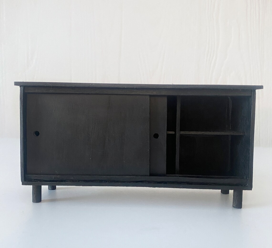 1/12 Scale TV Unit/buffet Cabinet With Sliding Doors, Dollhouse ...