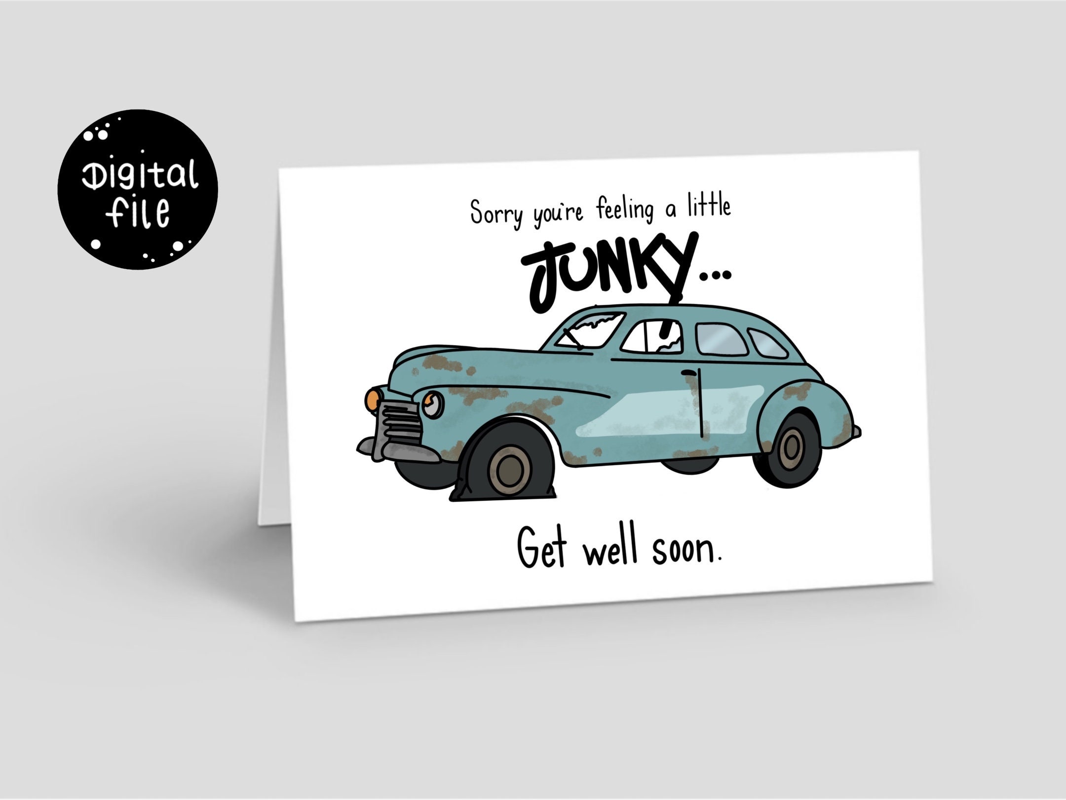 Printable “get Well Soon” Card-classic Car Digital Download - Etsy
