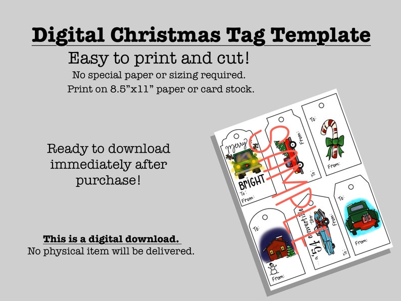 Printable Classic Car Christmas Tags - Etsy