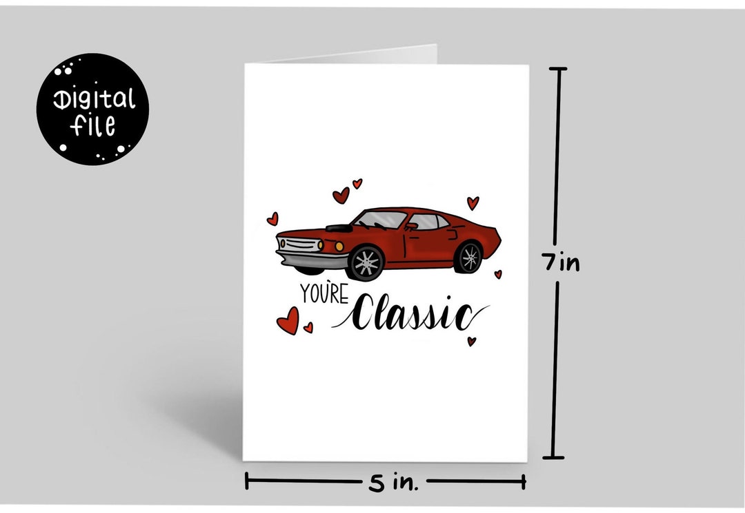 Classic Cars Valentine Card - Etsy