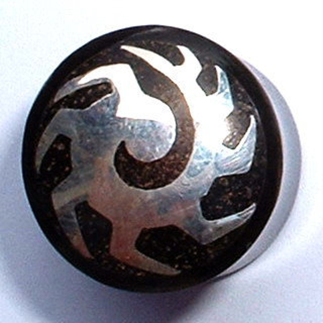 064 Buffalo Horn Plugs (9.25 Silver) Gauges Pair Carved Earrings ...