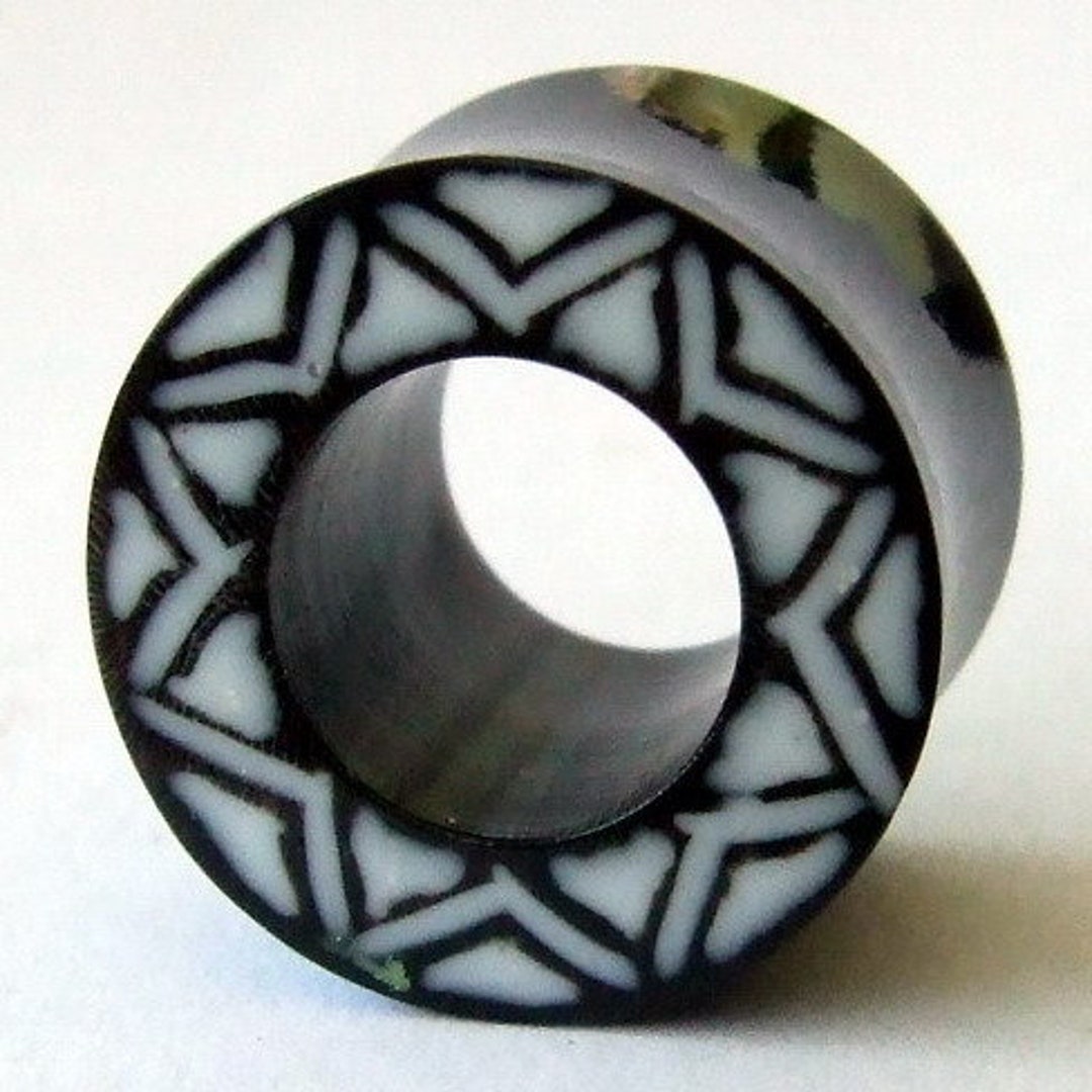 225 One Pair Buffalo Horn Tunnels With Organic Bone Inlaid Gauges Piercings Handmade - Etsy