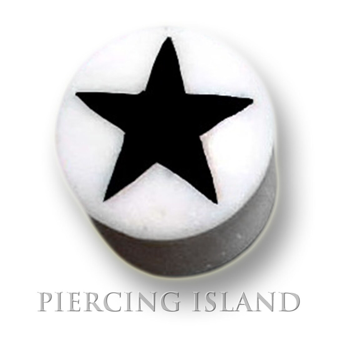 057 Buffalo Bone Plugs Star Gauges Pair Carved Earrings Piercings ...