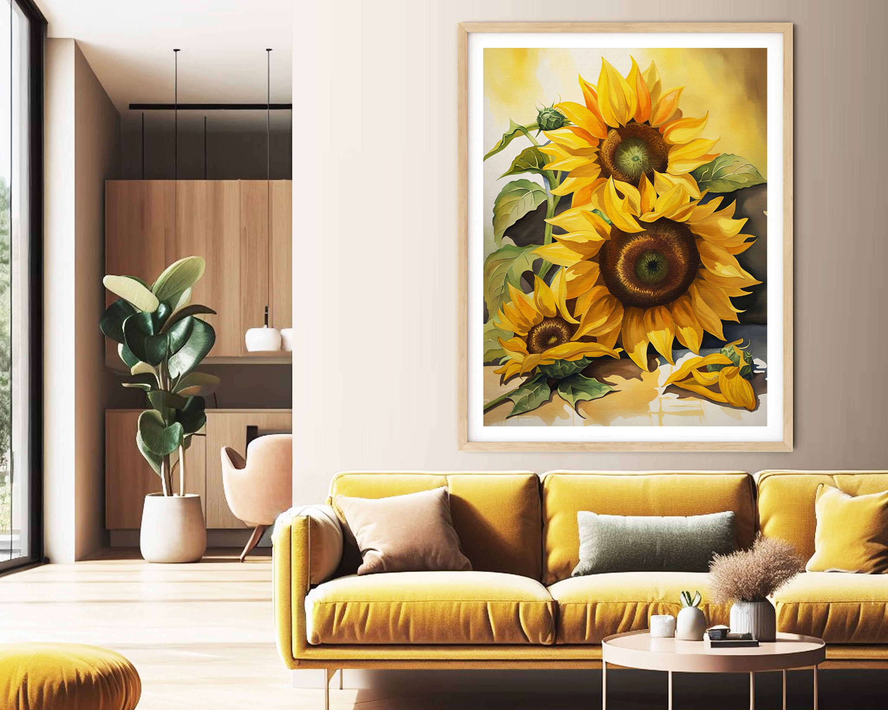 Sunflower Print 'tres Sunflowers' Yellow Flower - Etsy Australia