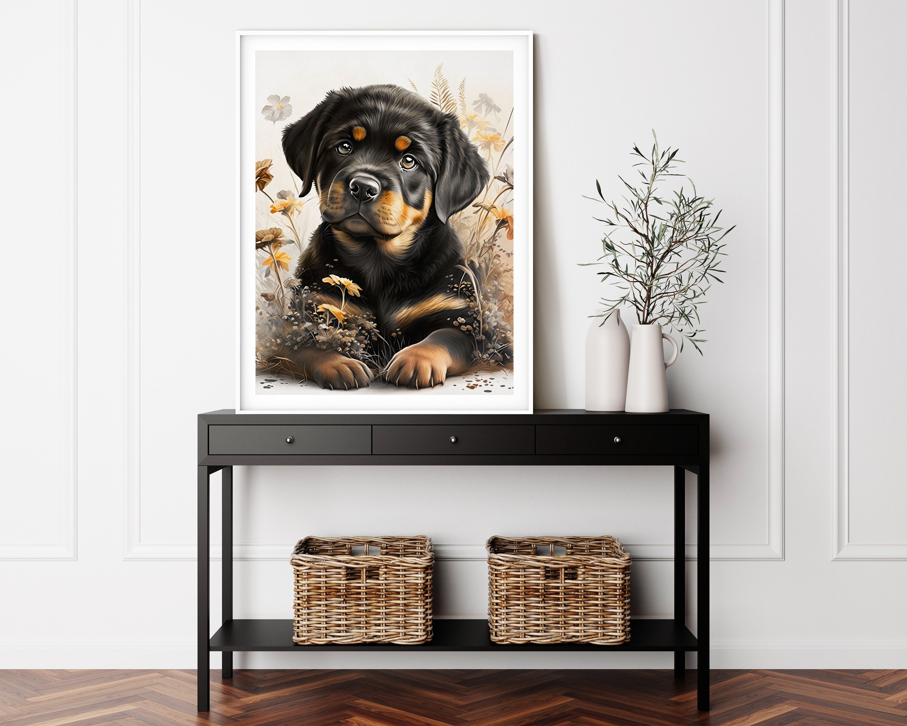 Rottweiler Print Puppy Portrait Vintage Brushstrokes - Etsy Australia