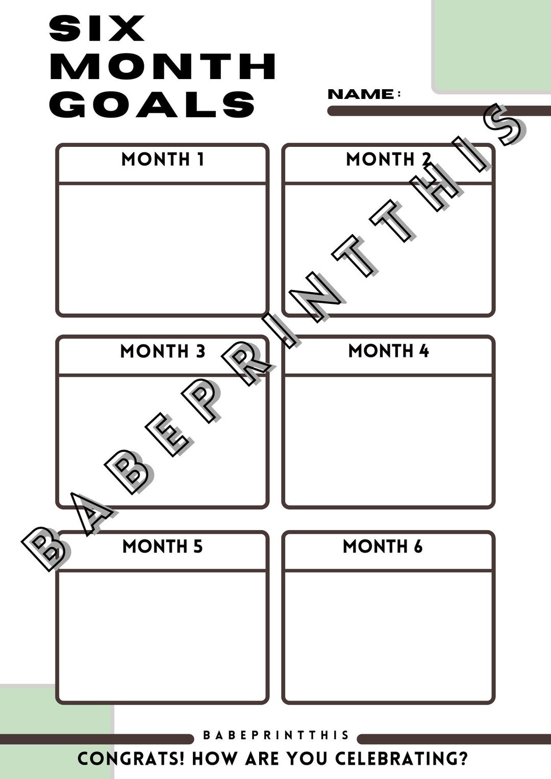 6 Month Goals Goals Plan Goals Year Digital Template Goals - Etsy