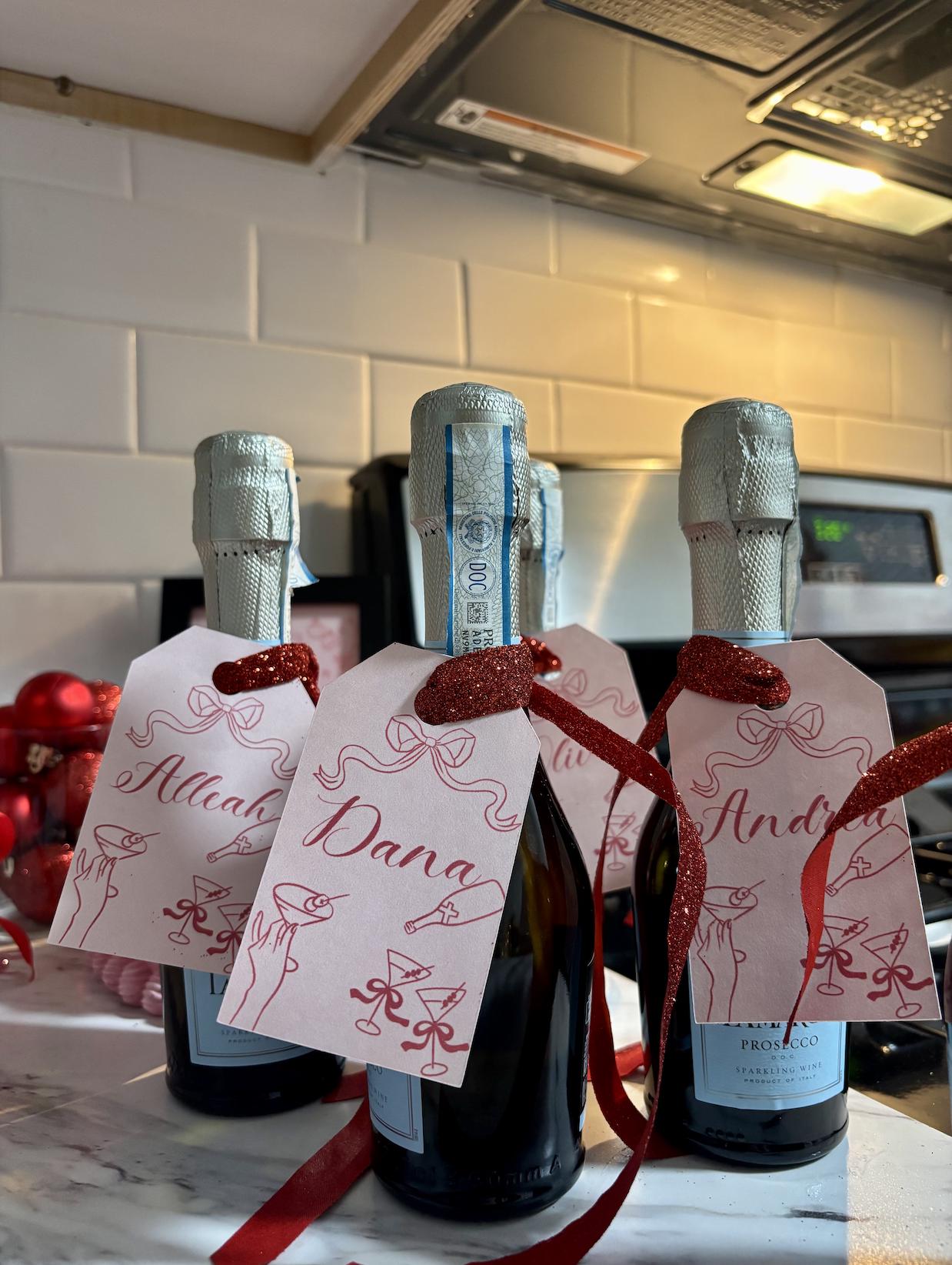 PINK AND RED Aesthetic Name Tags | Prosecco Name Tags | Girls Night ...