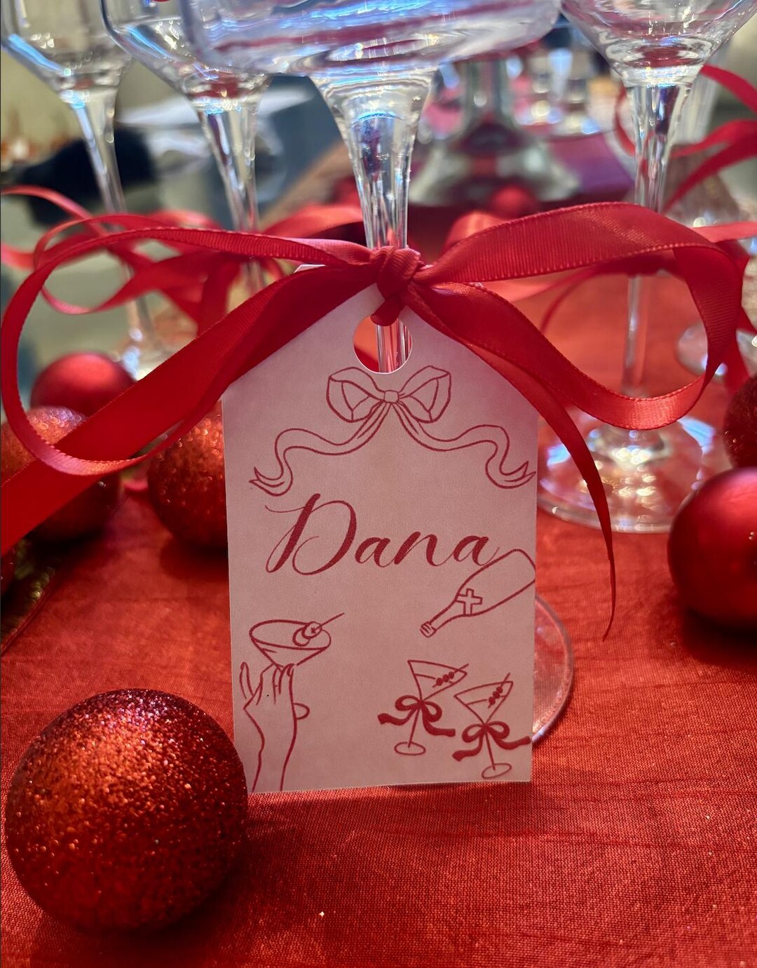 PINK AND RED Aesthetic Name Tags | Prosecco Name Tags | Girls Night ...