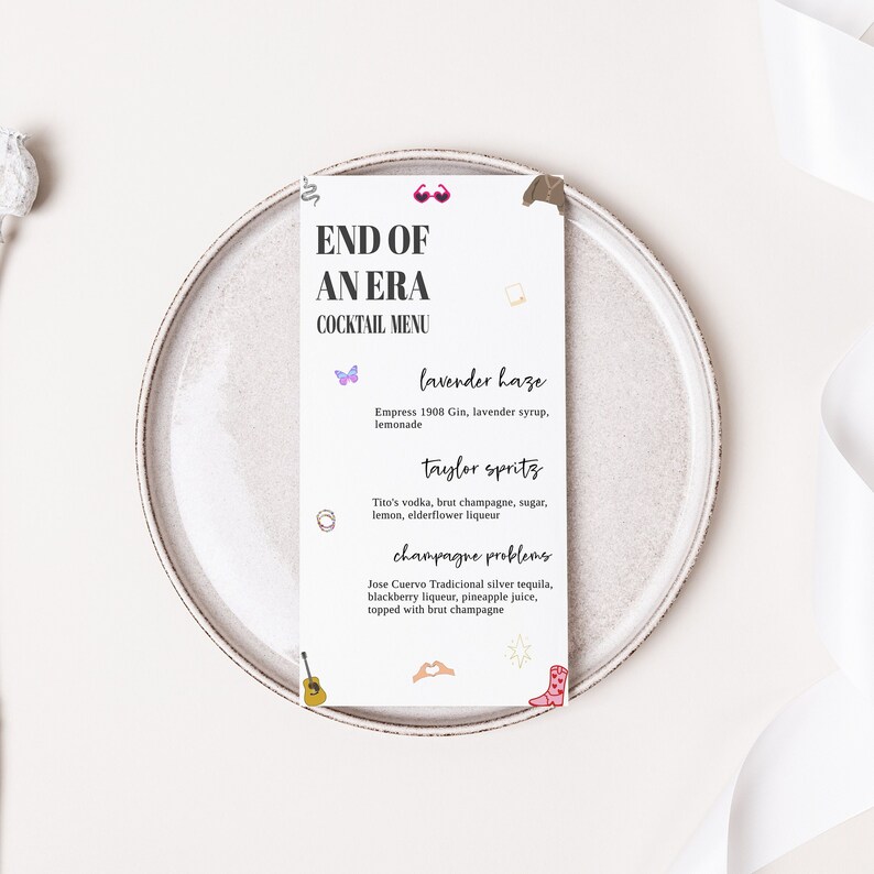 Eras Tour Theme Cocktail Menu, Swift Poster, Digital Download Print ...