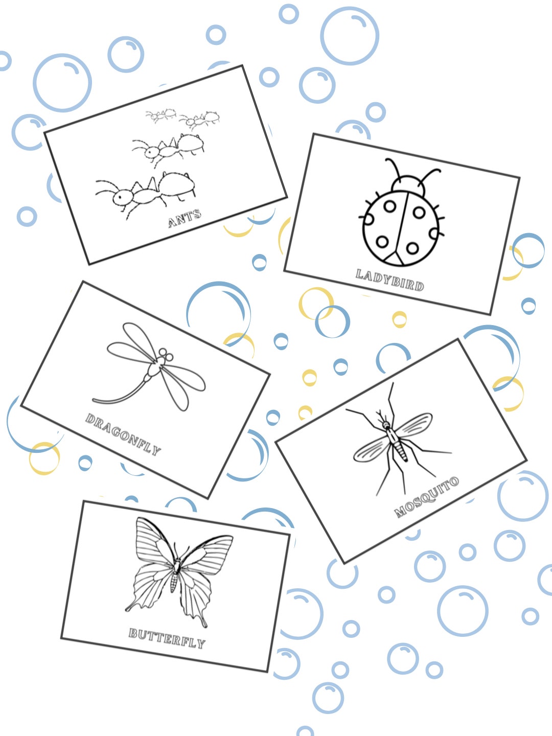 Insects 10 PDF Printable Coloring Pages, Digital Pages, Coloring Pages ...
